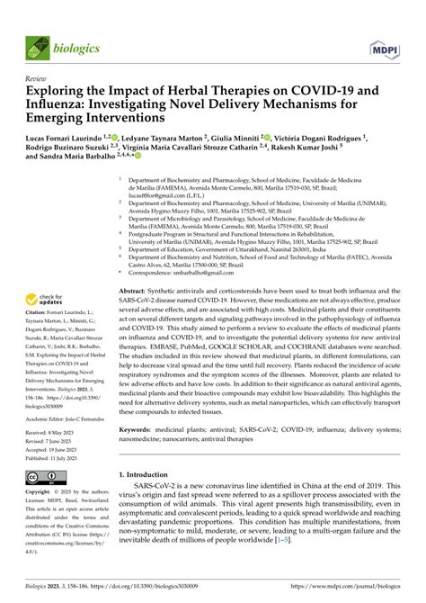 Pdf Exploring The Impact Of Herbal Therapies On Covid And