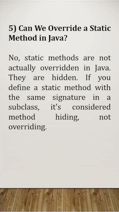 Can We Override Static Method In Java Javatutorialforbeginners Interview Trending