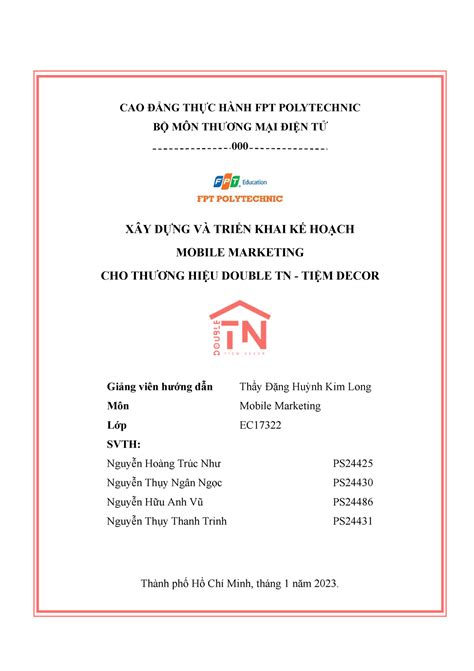 ASM Final NHÓM Mobile Marketing CAO ĐẲNG THỰC HÀNH FPT POLYTECHNIC BỘ MÔN THƯƠNG MẠI