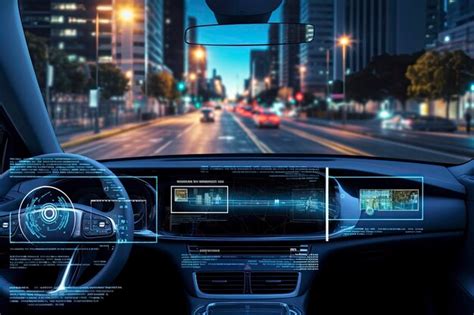Premium Ai Image Modern Smart Car Technology Intelligent System Using Heads Up Display Hud