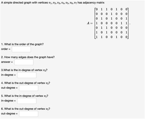 Solved A Simple Directed Graph With Vertices