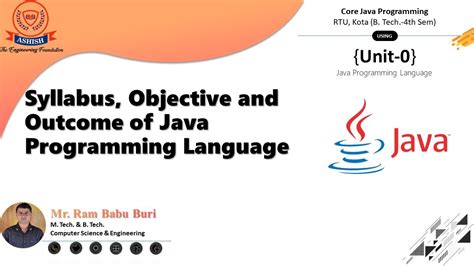 Day 1 Syllabus Objective And Outcome Of Core Java Programming Language Rambabuburi Youtube
