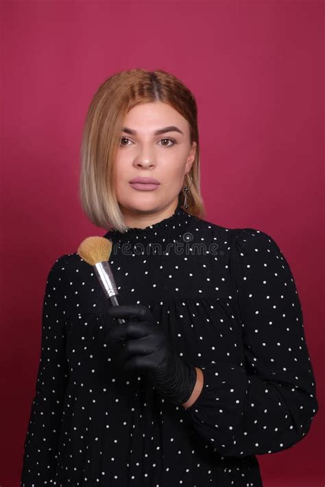 Portrait Of A Natural Blonde Girl Of A Master Makeup Artist With Blonde