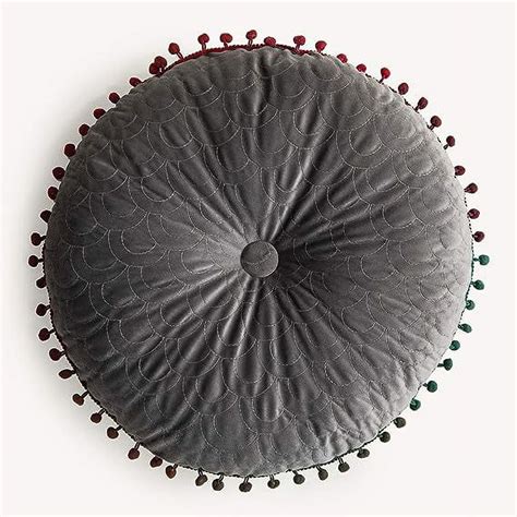 Nvzi Velvet Soft Round Chair Pads Cute Gradient Pom Pom Indoor Dining