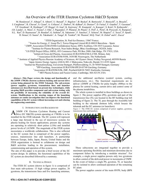 Pdf An Overview Of The Iter Electron Cyclotron Handcd System