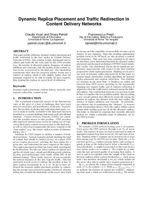 Pdf Dynamic Replica Placement And Traffic Redirection In Content
