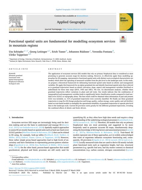 Pdf Functional Spatial Units Are Fundamental For Modelling Ecosystem