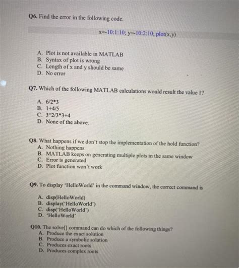solved q6 find the error in the following code x 10 1 10