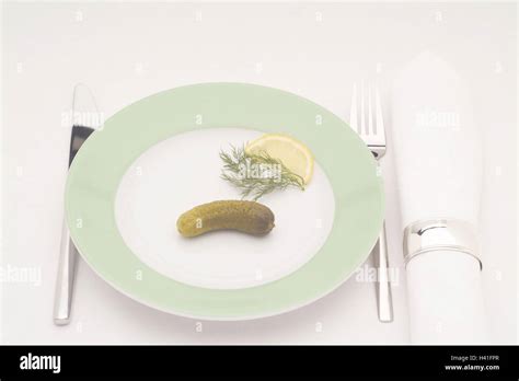 Plate Gherkin Slice Lemon Dill Instruments Napkin Eating Plate Instruments Substance