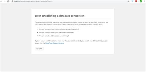 Runing Wordpress On My Wampserver Localhost Error Stack Overflow