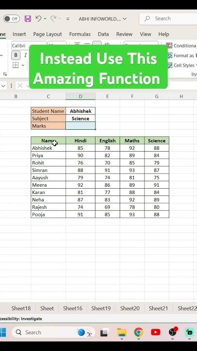 Dont Search Manually In Excel Instead Use Indirect Function Excel Exceltips Exceltricks