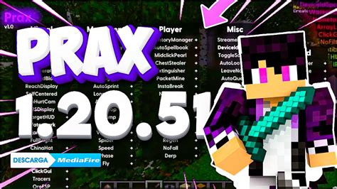 💜 𝗣𝗿𝗮𝘅 𝗛𝗮𝗰𝗸 Minecraft Bedrock Pc Fly Kill Aura Jump Y Más Tutorial Youtube