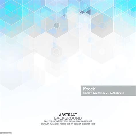 육각형의 파란색과 회색 벡터 모양의 추상적 인 기하학적 배경 3차원 형태에 대한 스톡 벡터 아트 및 기타 이미지 3차원 형태 개념 건축물 Istock