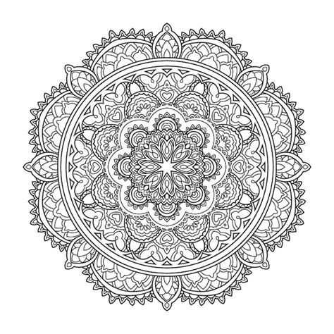 벡터 일러스트 레이 션 흑백 만다라 색칠 페이지 책 프리미엄 벡터