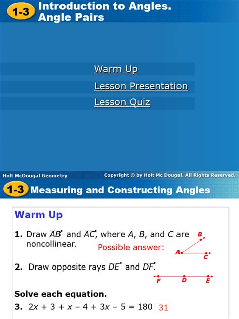 Lesson 3 1 Introduction To Angles Part 1 And 2 Pdf Angle