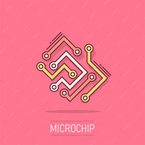 Premium Vector Circuit Board Icon In Comic Style Technology Microchip Vector Cartoon