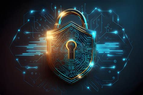 Cyber Security Concept Lock Symbol Created With Generative Ai Technology Stock Illustration
