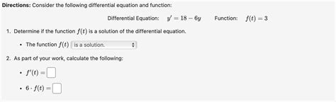 Solved Directions Consider The Following Differential