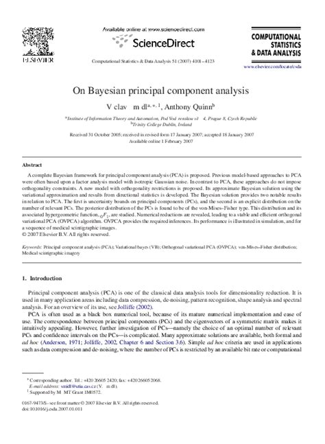 Pdf On Bayesian Principal Component Analysis
