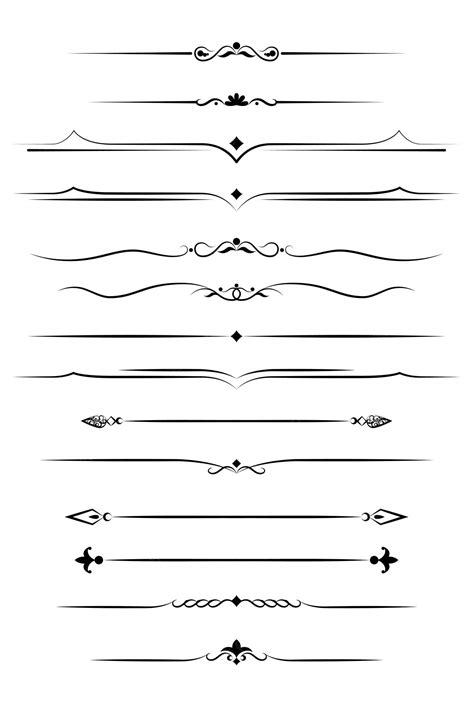 텍스트 구분선에 대한 흑백 구분 기호 세트 프리미엄 벡터