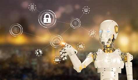 인공 지능 로봇 제어 미래 데이터 화면 Ai는 명령 프롬프트를 입력하여 무언가를 생성하고 미래 기술 변환을 수행합니다 Ai와 채팅하세요 0명에 대한 스톡 사진 및 기타