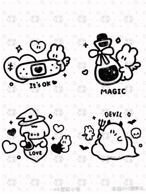 黑白简笔画可爱小图案 高级感怎么画（10张） 简笔画图片大全