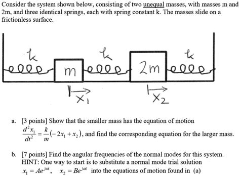 SOLVED Consider The System Shown Below Consisting Of Two Unequal