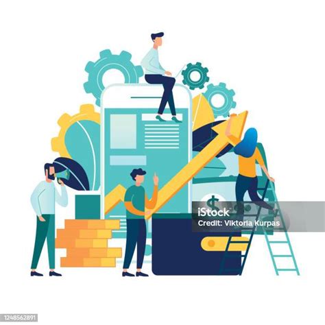 비즈니스 그래픽의 벡터 창조적 인 그림 회사는 열 그래프의 공동 건설에 종사하고 성공에 경력의 상승 평면 색상 아이콘 비즈니스