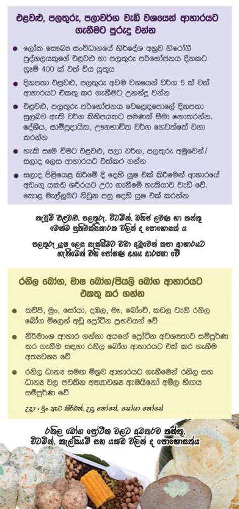 නිවැරදි ආහාර රටාවකට Department Of Agriculture Sri Lanka Facebook