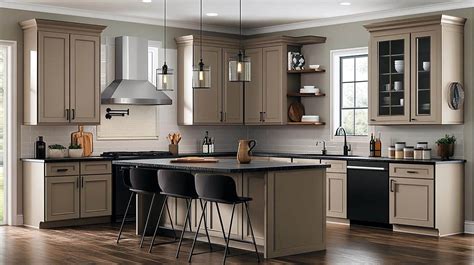 Taupe Kitchen Cabinets With Black Hardware