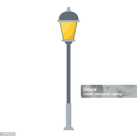 흰색 배경에 고립 된 가로등 만화 현대적이고 빈티지 한 가로등 조경 건설을위한 요소 모든 디자인에 대한 벡터 그림입니다 가로등에 대한 스톡 벡터 아트 및 기타 이미지