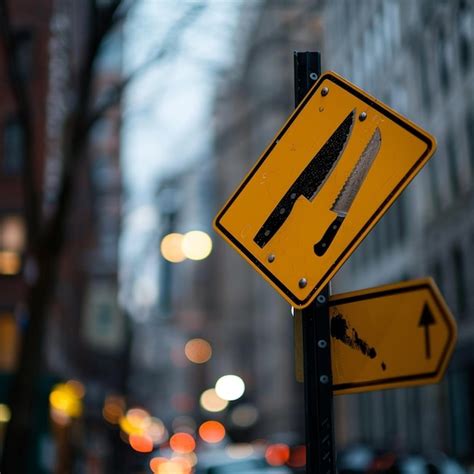 Sharp Knife Symbol On Street Signs Caution Advised Premium Ai Generated Image