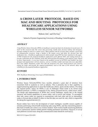 A Cross Layer Protocol Based On Mac And Routing Protocols For Healthcare Applications Using