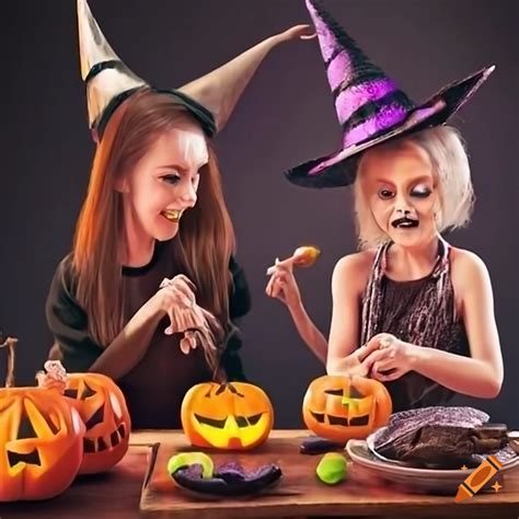 Witches Cooking Candy For Halloween On Craiyon