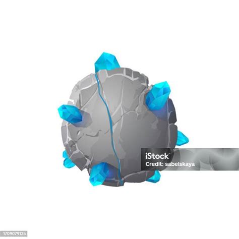 금이 간 결정이 있는 돌판 Ui 보드 흰색으로 분리된 벡터 그림 결정체에 대한 스톡 벡터 아트 및 기타 이미지 결정체 과거