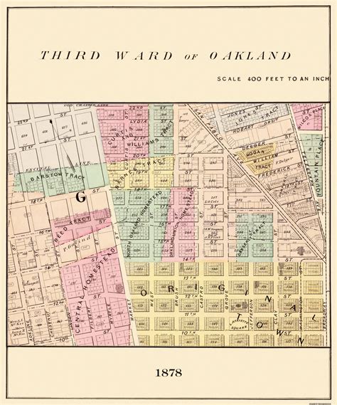 Historic City Map Oakland California Third Ward Thompson 1878 23