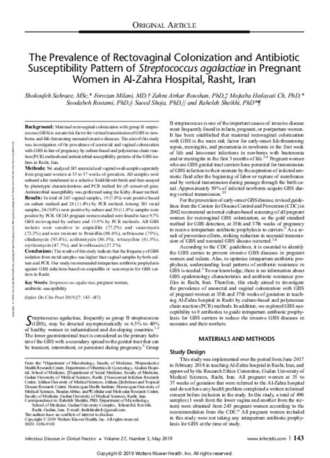Pdf The Prevalence Of Rectovaginal Colonization And Antibiotic Susceptibility Pattern Of