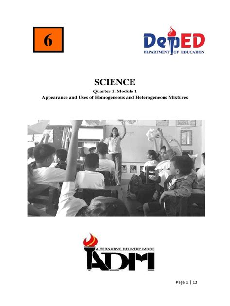 Science 6 Module 1 Quarter 1 Appearance And Uses Of Homogeneous And Heterogeneous Mixtures