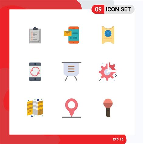 Set Of 9 Modern Ui Icons Symbols Signs For Mobile Device Receiving Sms Cellphone Hotel Editable