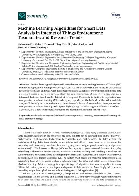 Pdf Machine Learning Algorithms For Smart Data Analysis In Internet