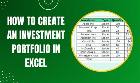 How To Create An Investment Portfolio In Excel Earn And Excel