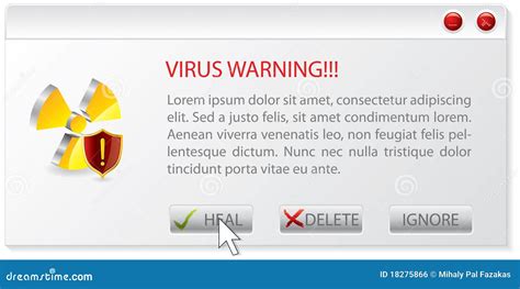 Virus Warning Window Stock Vector Illustration Of Ignore