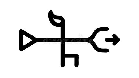 Black Outline Icon Of A Wind Vane Weather Instrument Direction Vector Design Generative Ai