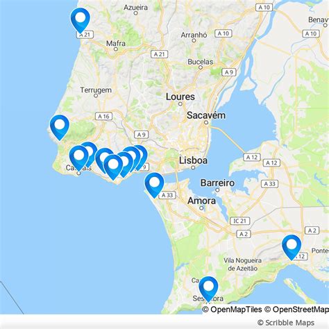 Lisbon Beaches Map 909 Cascais Region Royalty Free Photos And Stock