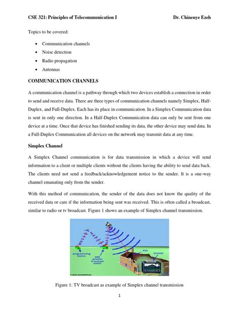 Cse 321 Principles Of Telecommunication Lecture Note Pdf Duplex Telecommunications