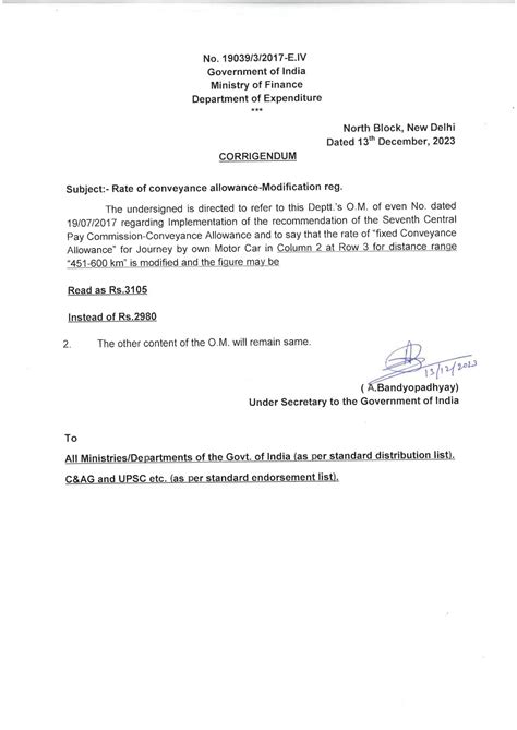 7th Central Pay Commission Fixed Conveyance Allowance Central