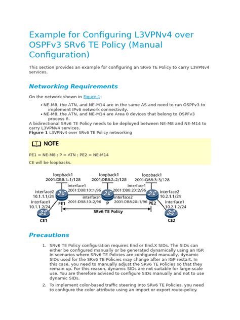 example for configuring l3vpnv4 over ospfv3 srv6 te policy origina