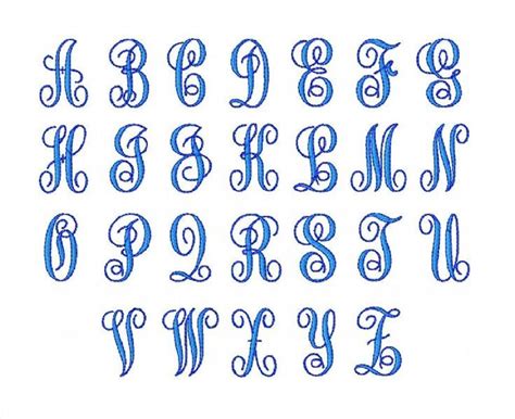 Monogram Script Font Alphabet Embroidery Design Free Custom Design Abc Alphabet Personalization