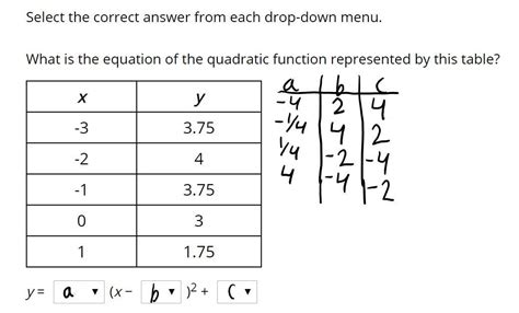 How To Tell If A Table Is A Quadratic Function What Is The Equation