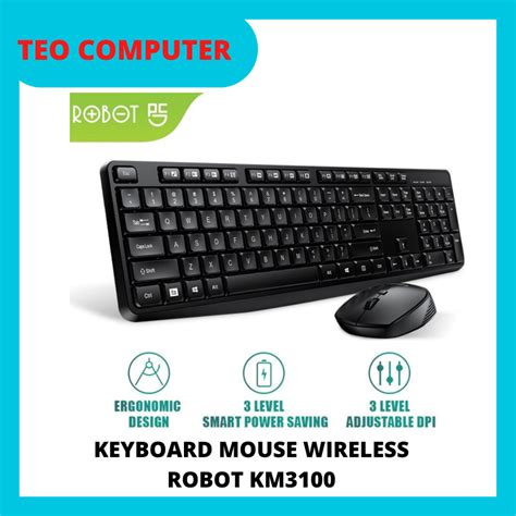 Jual Keyboard Mouse Wireless Robot Km3100 Combo Set Optical Mouse And Keyboard Wireless 2 4g